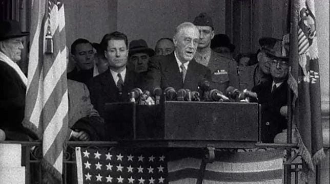 January 1945 FDR speaks at his 4th Inaugural Address.