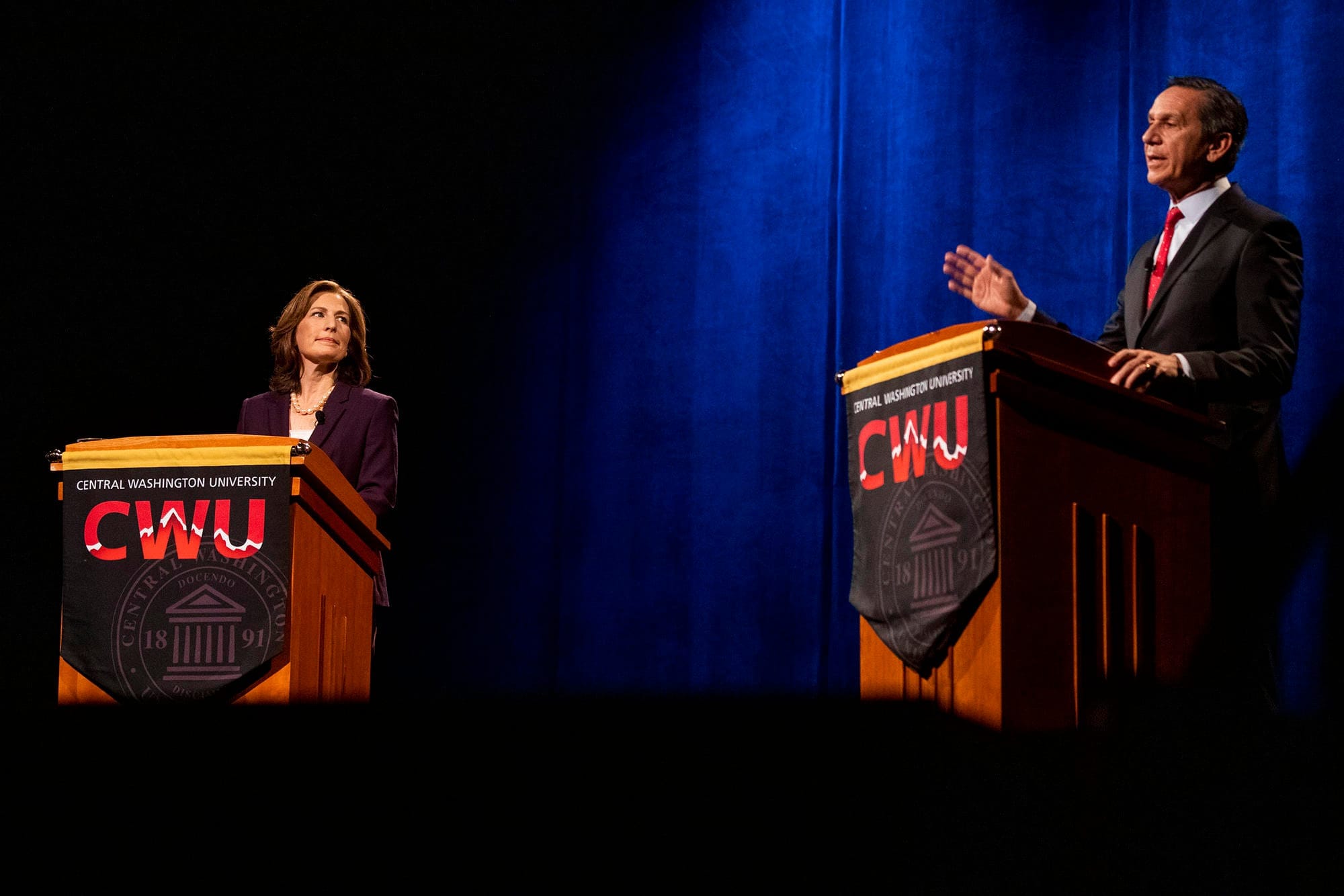 Schrier, Rossi vie for split-ticket voters in sole 8th District debate ...